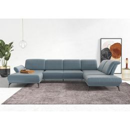 Inosign Wohnlandschaft &raquo;Coco U-Form&laquo; Sitztiefen-, Arm- und Kopfteilverstellung, Cord-Bezug, Fu&szlig;h&ouml;he 15 cm blau 100% Polyester