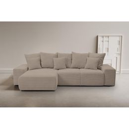WERK2 Ecksofa »Riwa, modernes Sofa zum Kuscheln und Entspannen, Breite 300cm, L-Form« Trendiges Ecksofa mit vielen Kissen, Schlaffunktion &...