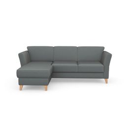 Sit & More SIT&MORE Ecksofa »Visby L-Form« Wahlweise mit Bettfunktion und Bettkasten, frei im Raum stellbar grau