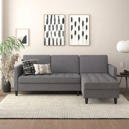 DOREL HOME Ecksofa »Presley, L-Form, « Ecksofa mit Bett-Funktion und Stauraum, verstellbare Rückenlehne grau