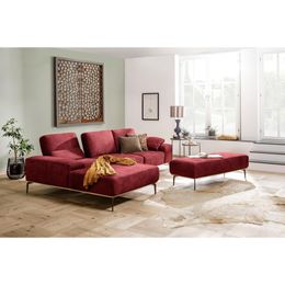 W.Schillig Ecksofa »run, Designsofa mit tollem Sitzkomfort, L-Form« mit Holzsockel, Füße in Bronze pulverbeschichtet, Breite 299 cm ruby red Z73