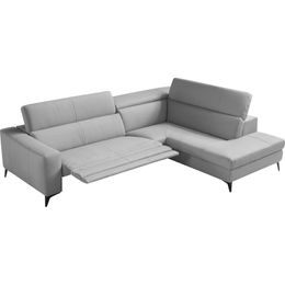 Egoitaliano Ecksofa »Edith, Designsofa mit hohem Sitzkomfort, L-Form« inkl. elektrischer Relaxfunktion und manuell verstellbaren Kopfteilen stone