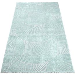 Carpet City Teppich »Friseé-Teppich FANCY 647« rechteckig 12 mm Höhe Läufer, Kurzflor, 3D-Optik, Kreisförmiges Muster, Wohnzimmer Mint...