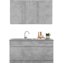 Wiho-K&uuml;chen WIHO K&Uuml;CHEN Pantryk&uuml;che &raquo;Chicago&laquo; ohne E-Ger&auml;te, Breite 160 cm K&uuml;che: grau + Front: Betonfarben + Korpus: betonfarben + Arbeitsplatte: Canvas Grau