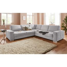 Sit & More SIT&MORE Ecksofa »Santorini L-Form« mit Federkern und Sitztiefenverstellung, wahlweise mit Bettfunktion silber