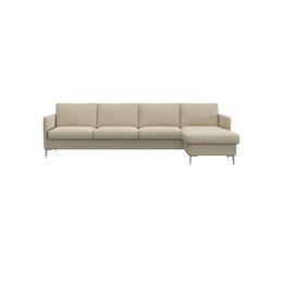 FLEXLUX Ecksofa »Fiore, L-Form, bequem und komfortabel durch hochwertigem Sitzaufbau« schmale Armlehnen, Kaltschaum, Füße Alu Sandy Beige