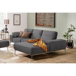 W.Schillig Ecksofa &raquo;run, Designsofa mit tollem Sitzkomfort, bequem, L-Form&laquo; mit elegantem Holzsockel, F&uuml;&szlig;e in Silber matt, Breite 279 cm grau Longlife
