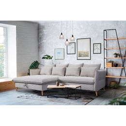 exxpo - SOFA FASHION Ecksofa »WALPY, elegant und modern, hoher Sitzkomfort, schmale Armlehnen« L-Form, wahlweise mit Bettfunktion und Bettkasten,...