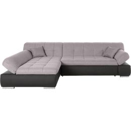 DOMO collection Ecksofa »Mona L-Form« wahlweise mit Bettfunktion schwarz/grau