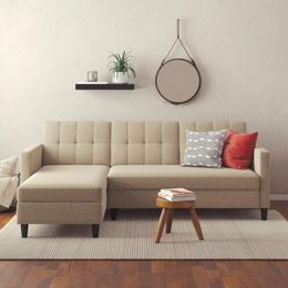 DOREL HOME Ecksofa »Hartford II« mit Bettfunktion und Stauraum, Recamiere beidseitig montierbar cappucino