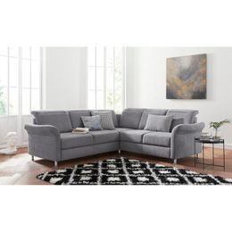 Sit & More SIT&MORE Ecksofa »Darwin L-Form« inklusive Federkern, wahlweise mit Kopfteilverstellung, Bettfunktion grau
