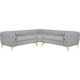 LEONIQUE Chesterfield-Sofa »Ecksofa GLYNIS L-Form mit Wellenunterfederung, Maße B/T/H 264/264/75cm« aufwändige Knopfheftung, moderne Chesterfield...