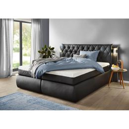 Collection AB Boxspringbett inklusive Bettkasten, LED-Beleuchtung und Topper schwarz/weiß