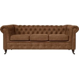Home Affaire Chesterfield-Sofa &raquo;Aarburg&laquo; aufw&auml;ndige Knopfheftung und Ziern&auml;gel im Chesterfield-Design braun 100% Polyester