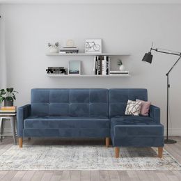 DOREL HOME Ecksofa »Lilly, L-Form, « mit Bett-Funktion, Recamiere beidseitig montierbar, Sitzhöhe 43 cm blau