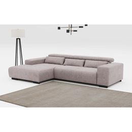 COTTA Ecksofa &raquo;Side L-Form, mit Kopfteilverstellung & 3 Nierenkissen&laquo; optional motorische Sitztiefenverstellung grau 100% POLYESTER (PES)