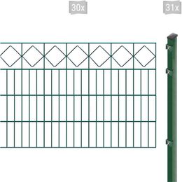 Arvotec Doppelstabmattenzaun &raquo;EXCLUSIVE 80 zum Einbetonieren "Karo" mit Zierleiste&laquo; Zaunh&ouml;he 80 cm, Zaunl&auml;nge 2 - 60 m dunkelgr&uuml;n