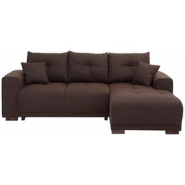 Home Affaire Ecksofa &raquo;Viborg L-Form&laquo; mit Regal in der Armlehne, wahlweise mit Bettfunktion braun Struktur (100% Polyester);Struktur fein ( 100% 