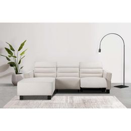 Places of Style Ecksofa »Carpari, L-Form, 263 cm, manuelle o. elektrische Relaxfunktion, « USB A/C und Kopfteilverstellung creme