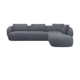 FLEXLUX Ecksofa »Torino, rund, L-Form, Sofa-Ecke mit Ottomane« Modernes, organisches Sofa-Design, Kaltschaum, Wellenunterfederung Granite Grey
