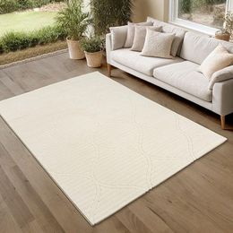 the carpet Teppich »Parma« rechteckig 10 mm Höhe moderne Wohnzimmer Teppich Outdoor geeignet dichter Flor Creme Obermaterial: 100% Polypropylen B :...
