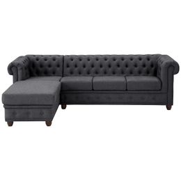 Home Affaire Chesterfield-Sofa &raquo;New Castle L-Form&laquo; hochwertige Knopfheftung in Chesterfield-Design, B/T/H: 255(171/72) schwarz