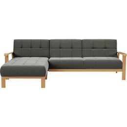 Sit & More sit&more Ecksofa &raquo;Billund L-Form&laquo; Armlehnen aus eichefarbigem Buchenholz, verschiedene Bez&uuml;ge und Farben braun 95% Polyester 5% Polyamid