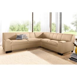 DOMO collection Ecksofa »Norma Top, elegant und modern, flache Armlehnen, L-Form« wahlweise mit Bettfunktion cappuccino