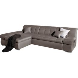 DOMO collection Ecksofa &raquo;Mona L-Form&laquo; wahlweise mit Bettfunktion grau Struktur fein 100% Polyester;Chenilleoptik 100% Polyester;SOFTLUX/Struktur fein 