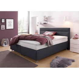 Westfalia Schlafkomfort Boxspringbett wahlweise mit LED-Beleuchtung Strukturstoff anthrazit