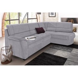 Sit & More SIT&MORE Ecksofa »Pandora L-Form« wahlweise mit Bettfunktion und Bettkasten grau