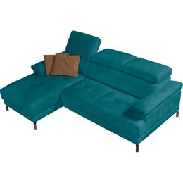 Egoitaliano Ecksofa »Soul, Design und Sitzkomfort auf hohem Niveau, tolle Details, L-Form« mit Recamiere, inkl. Kopfteilverstellung teal