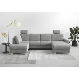 Home Affaire Wohnlandschaft »Summer U-Form« mit oder ohne Bettfunktion und Bettkasten, Cord-Bezug silber