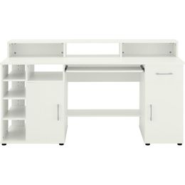 VOGL M&ouml;belfabrik Schreibtisch &raquo;Timra mit Monitoraufsatz, Tastaturauszug & Towerfach,&laquo; Breite 154 oder 178 cm, Made in Germany wei&szlig;