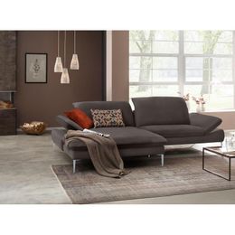 W.Schillig Ecksofa &raquo;enjoy&MORE, mit tollem Sitzkomfort, elegant und bequem, L-Form&laquo; mit Sitztiefenverstellung, F&uuml;&szlig;e silber matt, Breite 294 cm braun 
