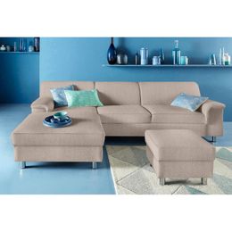 Inosign Ecksofa »Jamie, modern und elegant, Fußhöhe 9cm, L-Form, « wahlweise mit Bettfunktion beige