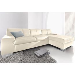 DOMO collection Ecksofa »Star, zeitlose Formensprache, elegante Optik, L-Form« wahlweise mit Bettfunktion altweiß
