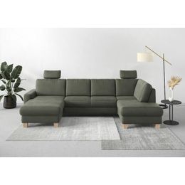 Home Affaire Wohnlandschaft »Summer U-Form« mit oder ohne Bettfunktion und Bettkasten, Cord-Bezug olive
