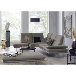 W.Schillig Ecksofa &raquo;broadway, Designsofa, mit tollem Sitzkomfort, L-Form&laquo; Sitztiefenverstellung, Kopfteil- & Seitenteilverstellung, Breite 284cm grau 