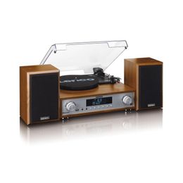Lenco Radioplattenspieler »MC-160WD Hifi-Set DAB+, FM-Radio, Plattenspieler und Bluetooth« Braun/Silber/Schwarz Direkte MP3-Kodierung von Vinyl auf...