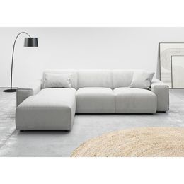 Andas Ecksofa »Glimminge L-Form auch in Breitcord, Feincord + Easy care-Bezug, « Breite 264, Zierkissen silber