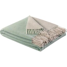 Biederlack Plaid »teal-green« im Doubleface-Look salbei/creme Obermaterial: 80% Wolle, 20% Kaschmir B/L: 150 cm x 200 cm