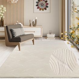 the carpet Teppich &raquo;Rio&laquo; rechteckig 8 mm H&ouml;he weicher Wohnzimmer Teppich rutschfest 3D-Optik Creme Obermaterial: 100% Polyester B : 140 cm 1 Stk.