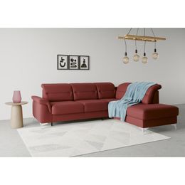 Sit & More SIT&MORE Ecksofa »Sinatra L-Form« mit Ottomane, optional mit Kopfteilverstellung und Armteilfunktion bordeaux
