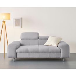 COTTA 2-Sitzer &raquo;Chef&laquo; Big-Sofa mit Kopfteilverstellung, edle Metallkufen grau Softlux -Kunstleder;NaturLeder (echtes Rindsleder);Luxus-Microfaser (100