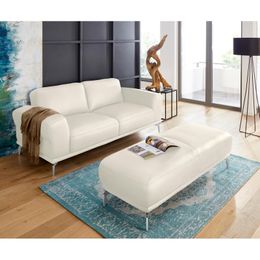 W.Schillig 2-Sitzer &raquo;montanaa&laquo; mit Metallf&uuml;&szlig;en in Chrom gl&auml;nzend, Breite 192 cm wei&szlig; Longlife Xtra-Leder Z59: Glattleder mit modischer Pr&auml;gung. 