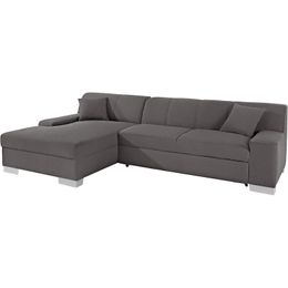 DOMO collection Ecksofa »Bero, elegant und zeitlos, flache Armlehnen, L-Form« fester Sitzkomfort, wahlweise mit Bettfunktion pepper