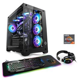 CSL Gaming-PC »Aqueon A56116 Advanced Edition« schwarz Inkl. Maus, Tastatur, Headset & Mauspad, AC WLAN 867 MBit/s: Komplettes Set für sofortigen...