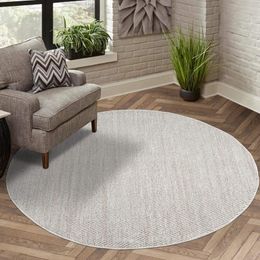 Carpet City Teppich »LINDO 8843« rund 11 mm Höhe Kurzflor, Hochtief-Muster/ 3D-Effekt, Boho-Stil, Wohnzimmer creme Obermaterial: 100% Polyester Ø...