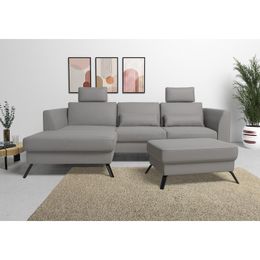 Sit & More SIT&MORE Ecksofa »Olsen L-Form« inklusive Sitztiefenverstellung, wahlweise mit Bettfunktion, 15cm hoch grau